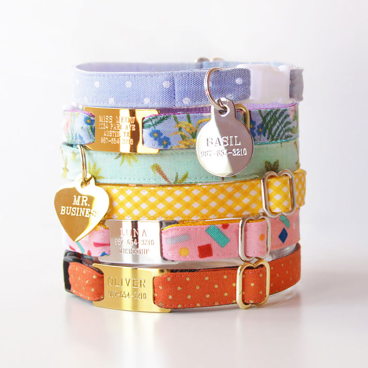 Stylish & Unique Cat Collars + Cat Bow Ties and Personalized ID Tags