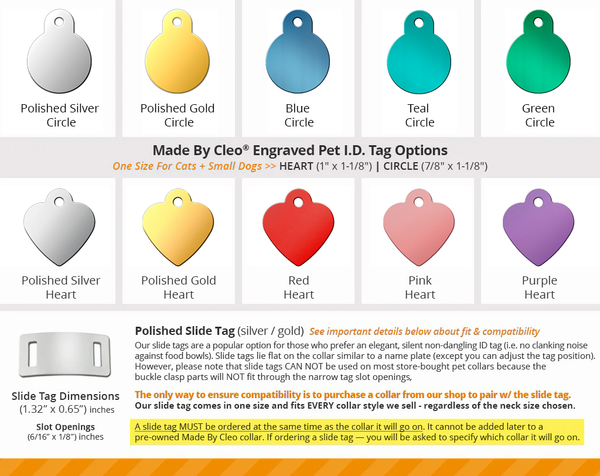 Engraved ID Tags for Cats + Small Dogs - (Slide On Cat Tag / Silent ...