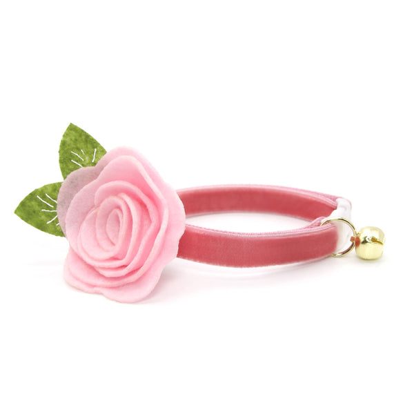Cat Collar - "Velvet - Rose Pink" - Luxe Pink Velvet - Breakaway Buckl