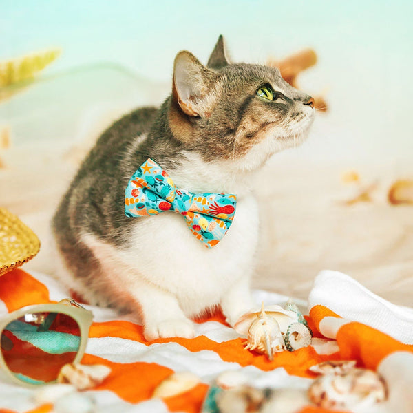 Cat Collar - "Ocean Life" - Aquatic Fish Cat Collar / Summer, Beach, S
