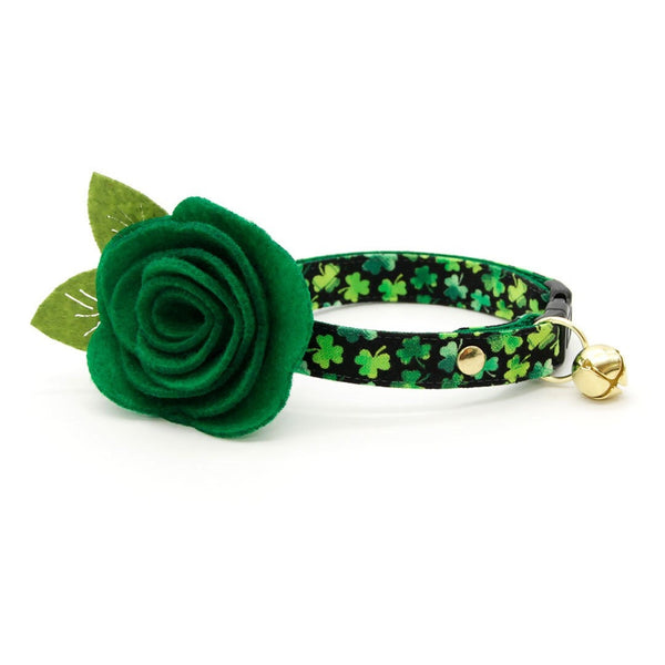 Cat Collar + Flower Set - "Lucky Charmer" - St. Patrick's Day Cat Coll