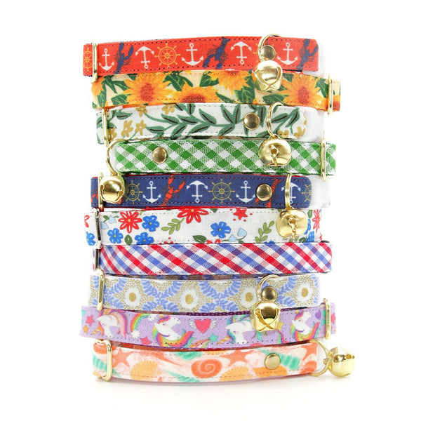 Cat Collar - "Golden Vine" - Rifle Paper Co® Green Leaf Cat Collar / S